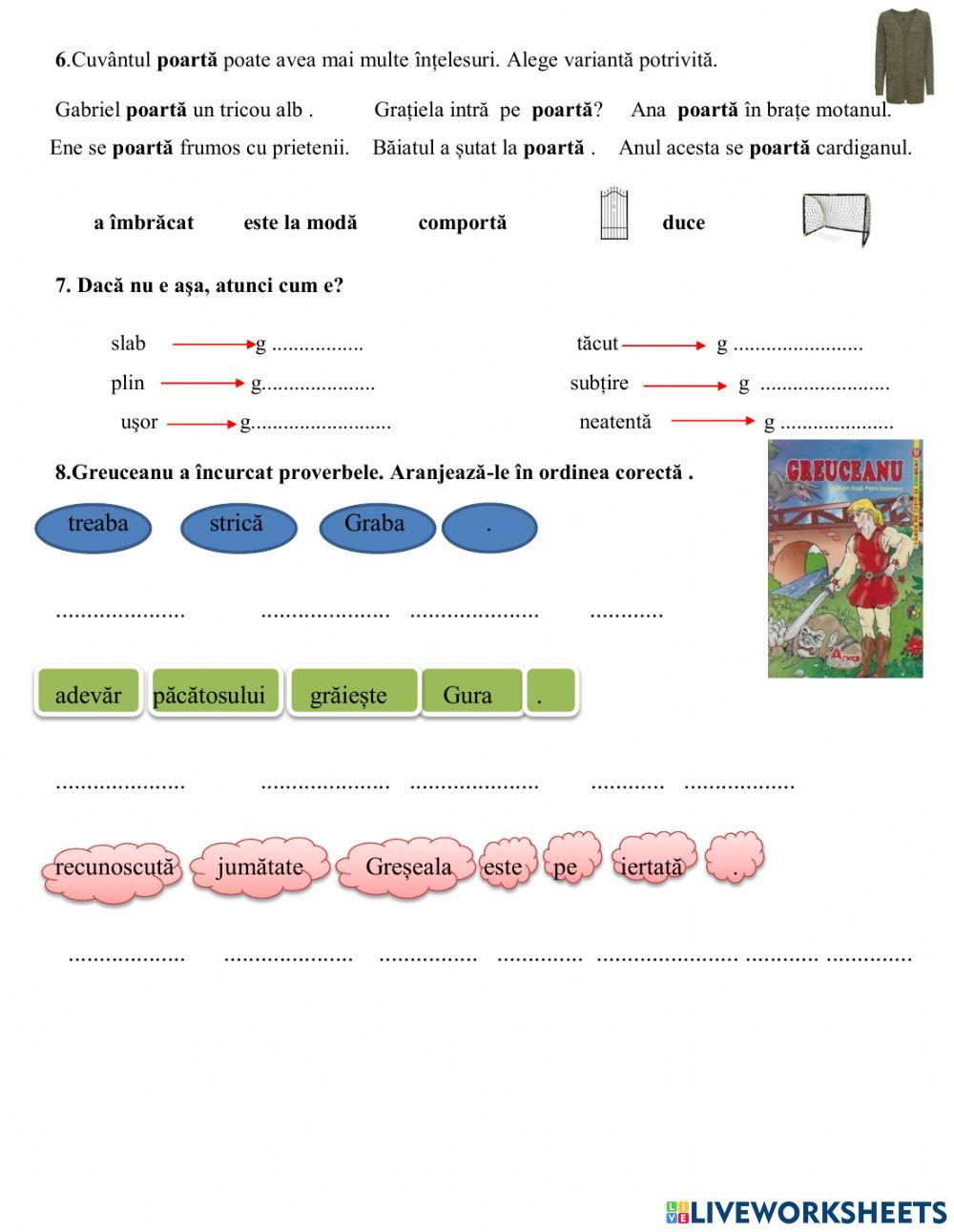 Sunetul și literele g, G interactive worksheet | Live Worksheets