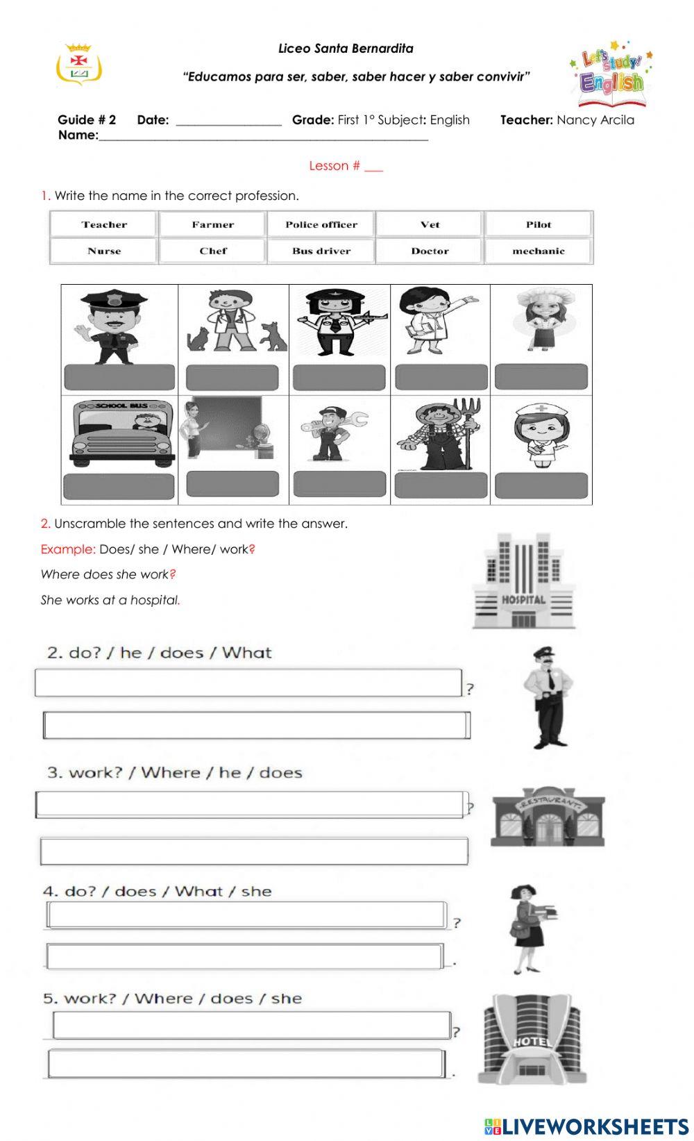 Occupations-jobs activity | Live Worksheets