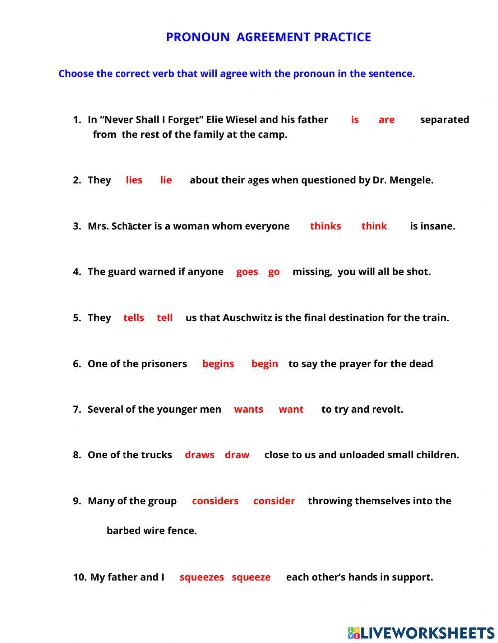 Practicing Pron… | Free Interactive Worksheets | 803397