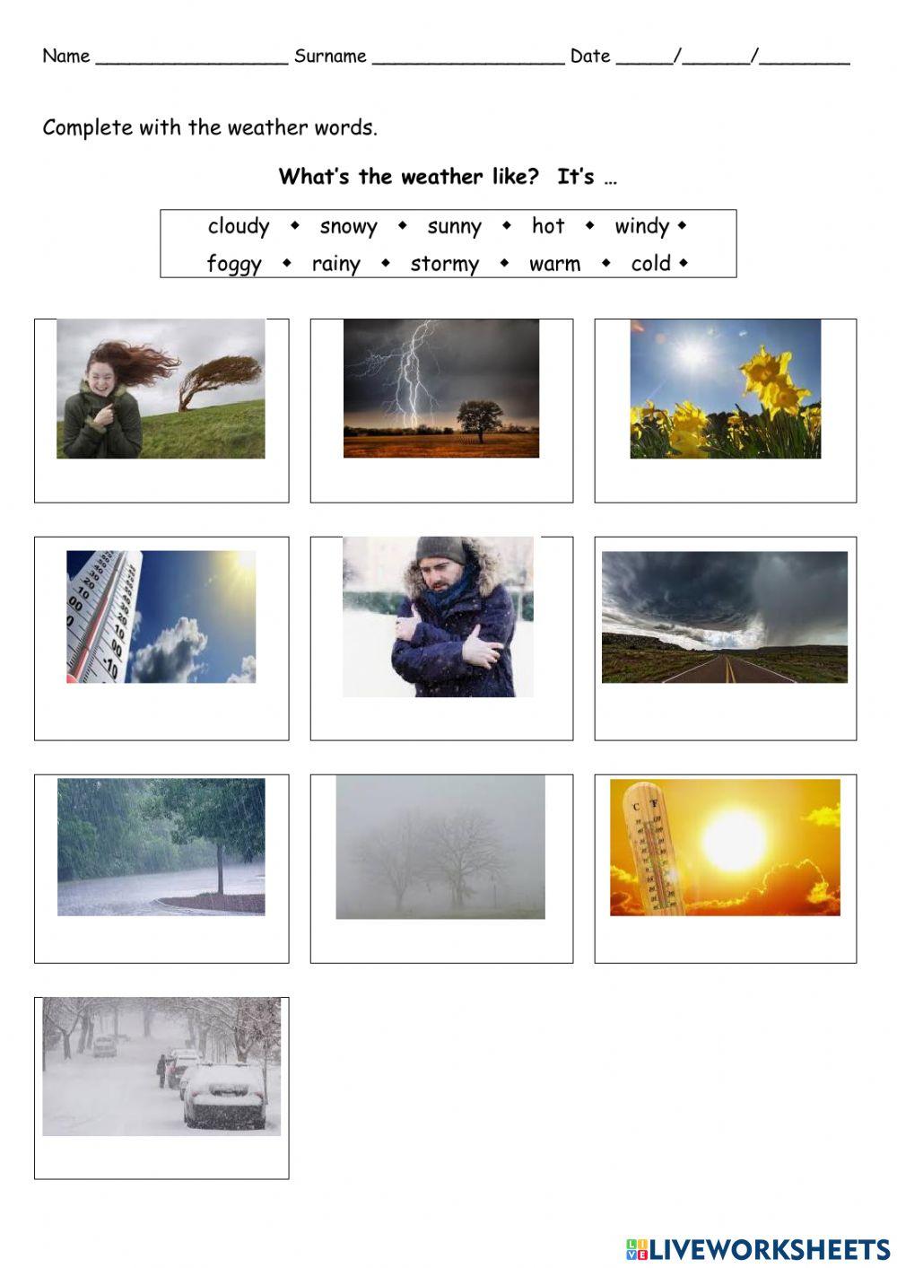 weather worksheet - label the pictures 6473819