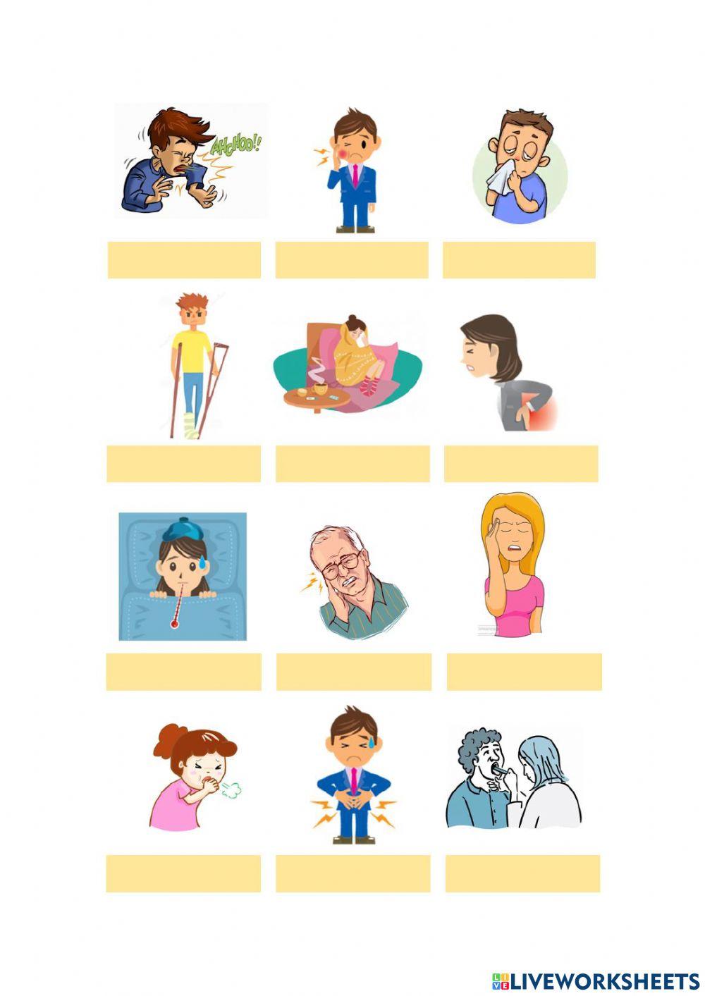 Aches and pains interactive worksheet | Live Worksheets