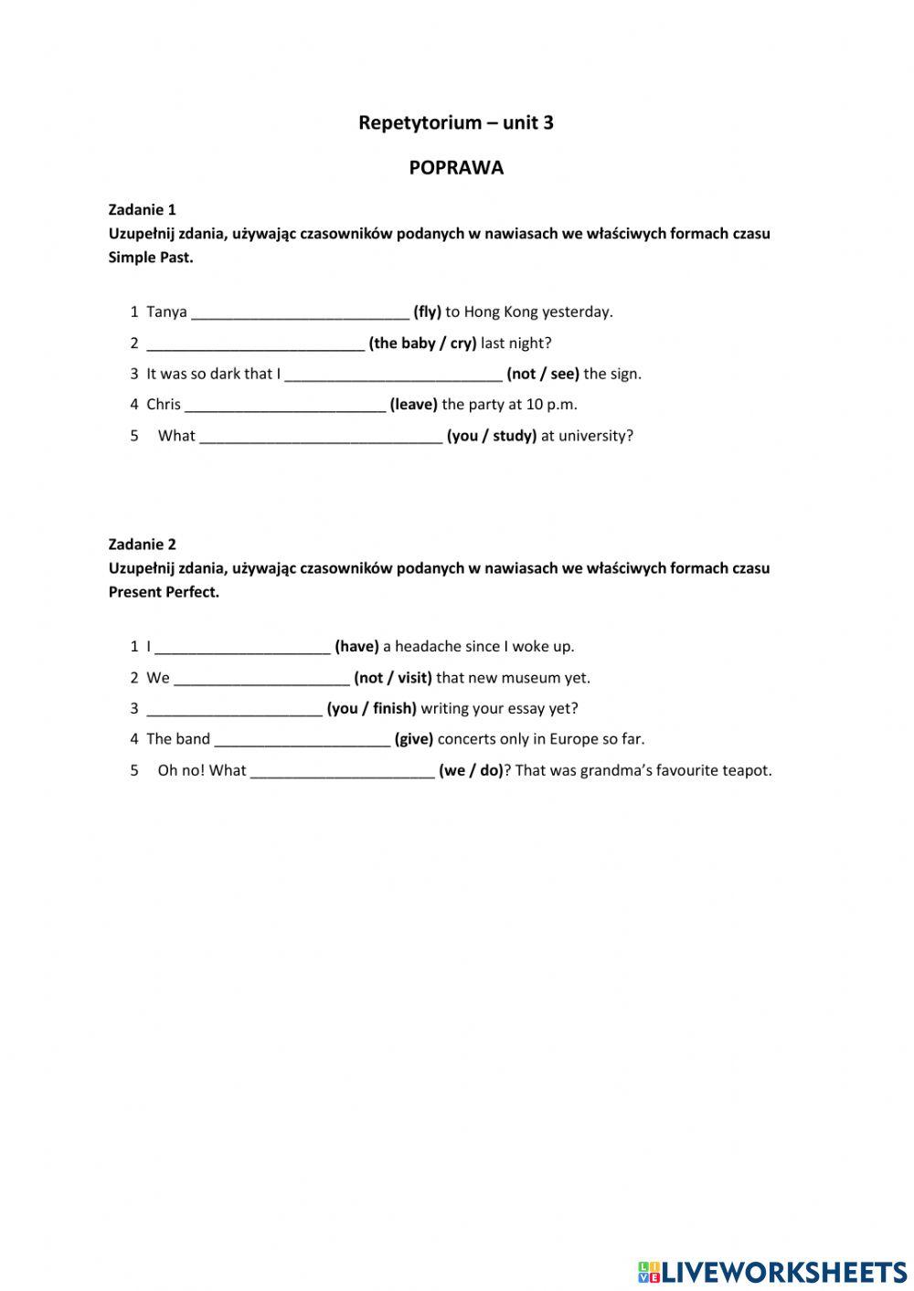 Repetytorium un… | Free Interactive Worksheets | 4863874