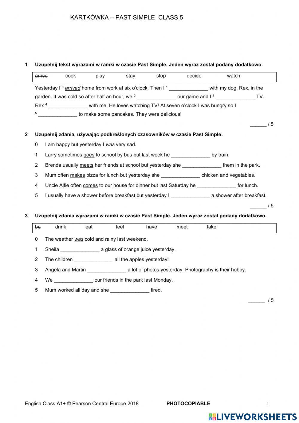 Past simple | Free Interactive Worksheets | 6476709