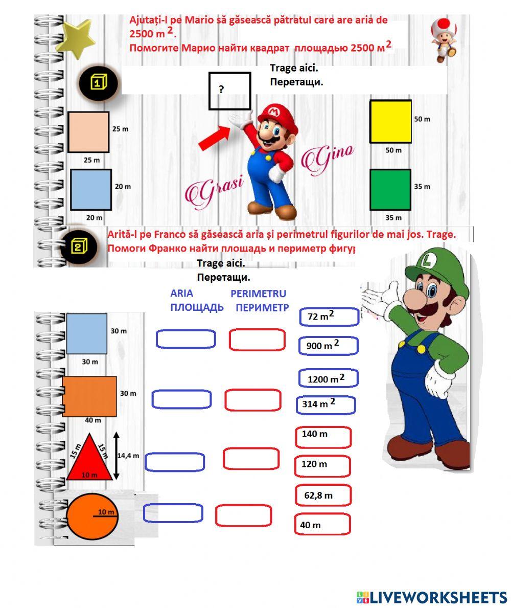 Arie, perimetru calcule worksheet | Live Worksheets