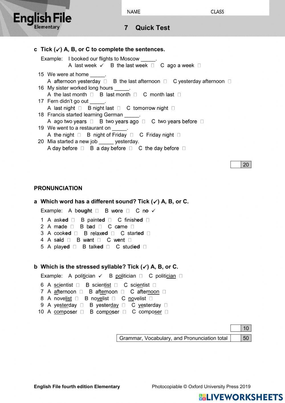 English File El… | Free Interactive Worksheets | 6474539