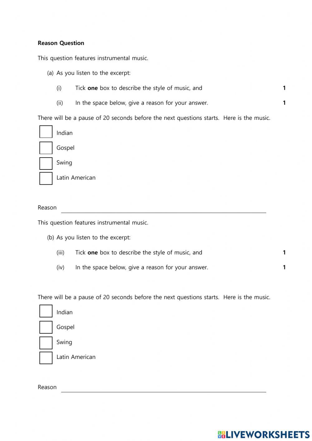 Reason Question 1 804921 | Rebecca Smith | Live