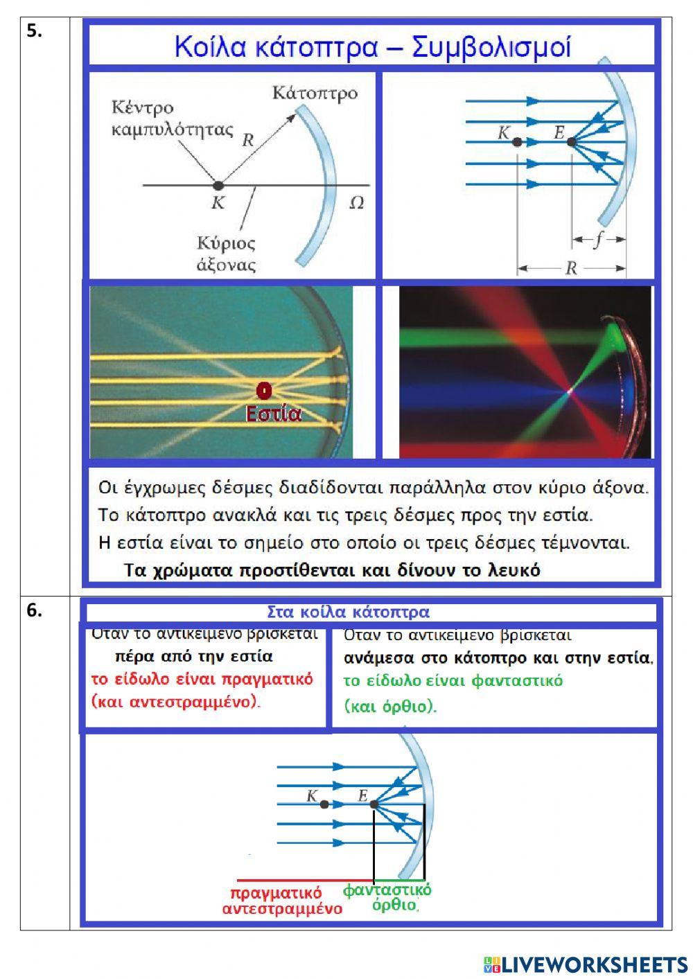 Sperical mirrors worksheet | Live Worksheets