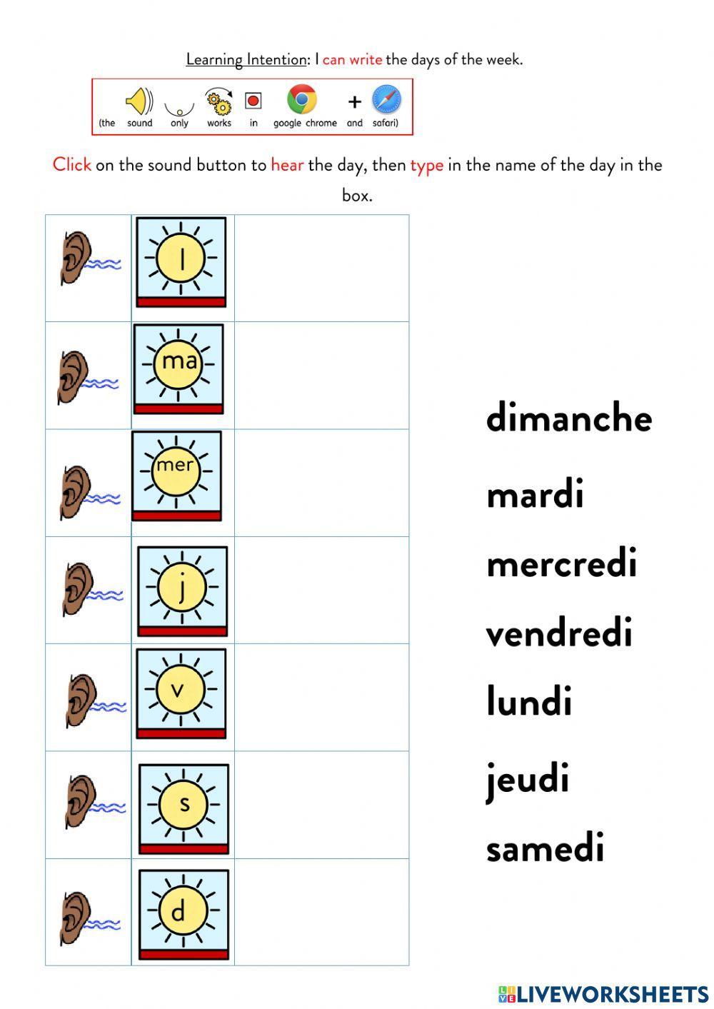 French Days Of The Week Writing Worksheet Live Worksheets french-days-of-the-week-writing-worksheet-live-worksheets