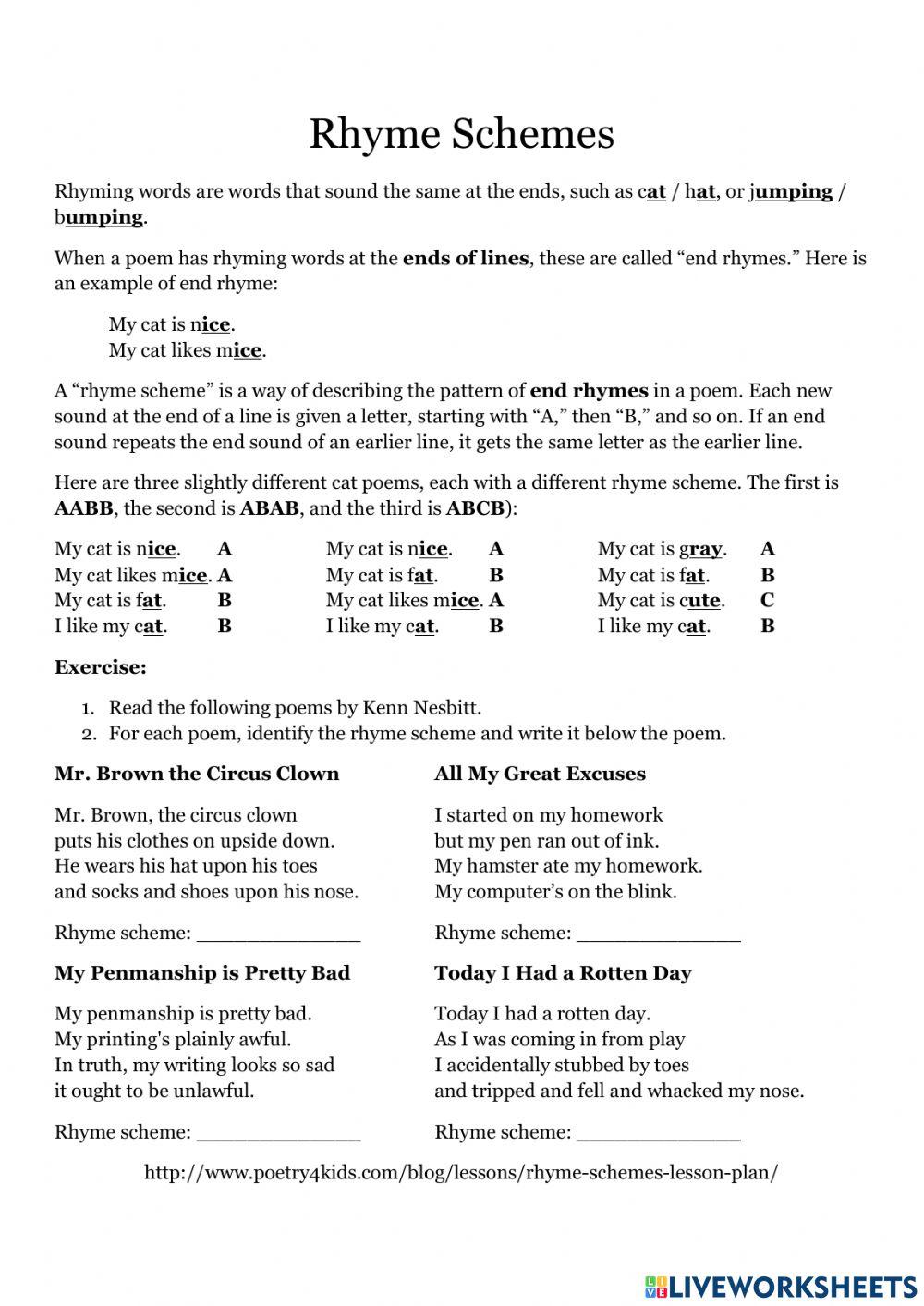 Easy Rhyme Scheme 6475362 | Sylvia Burgos