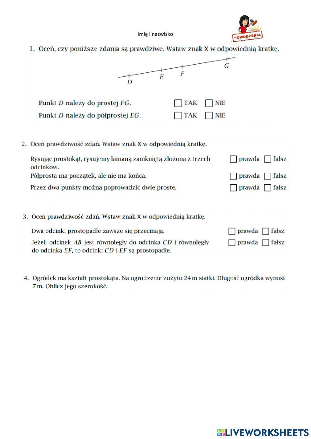 figury geometryczne klasa 4 online exercise for | Live Worksheets