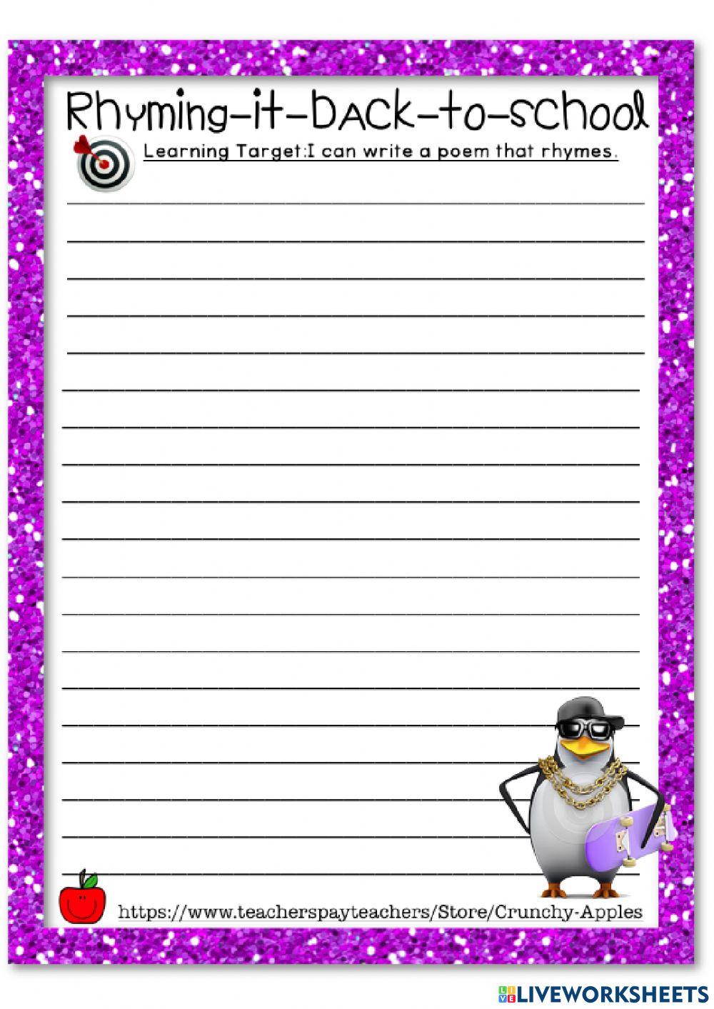 Poetry activity for 3 | Live Worksheets