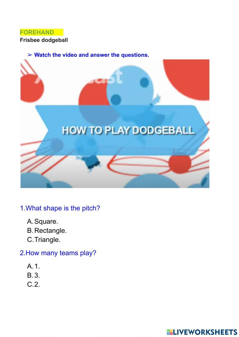 Ultimate frisbee worksheet | Live Worksheets