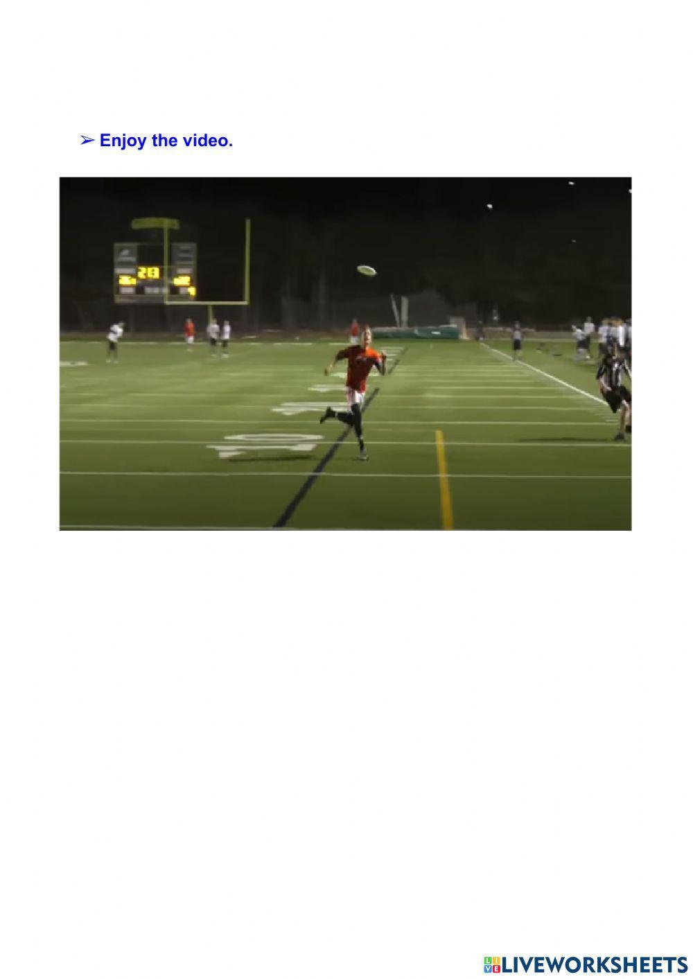 Ultimate frisbee worksheet | Live Worksheets