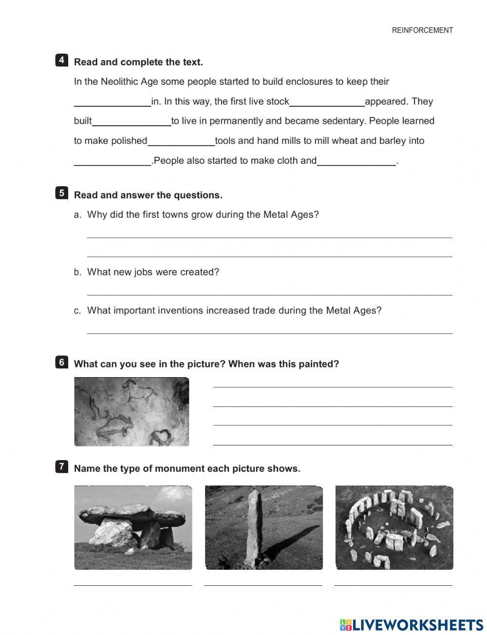 Prehistory Social Science activity | Live Worksheets