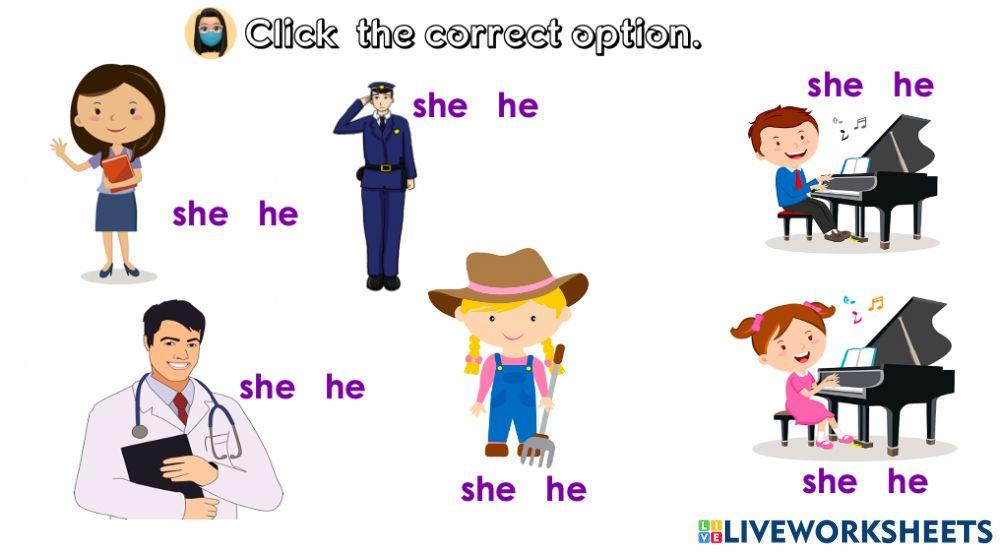 He - She online exercise | Live Worksheets