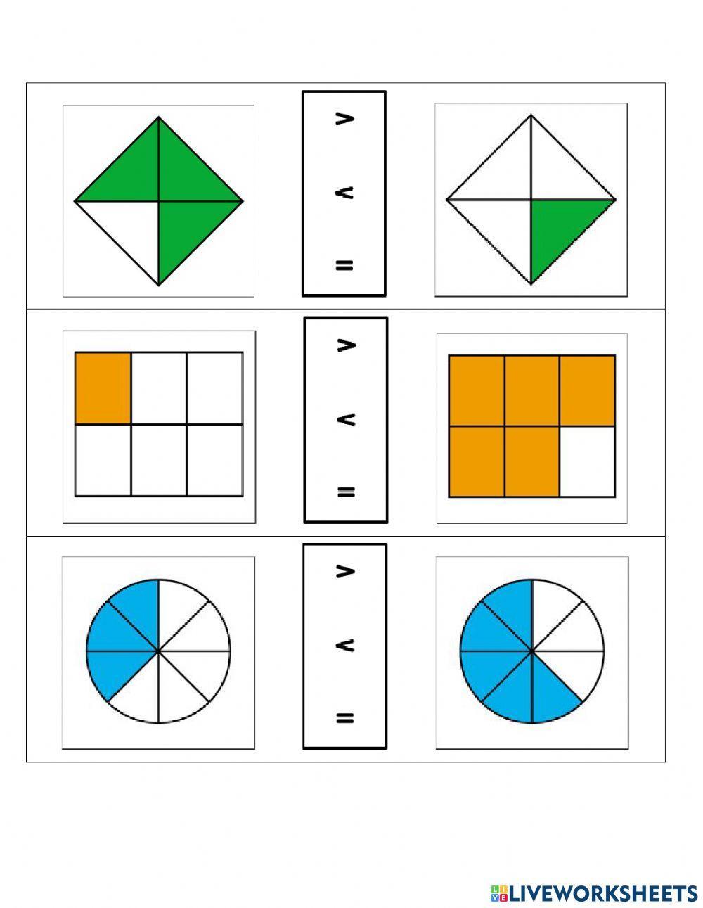Comparing Fractions interactive activity for 2nd | Live Worksheets