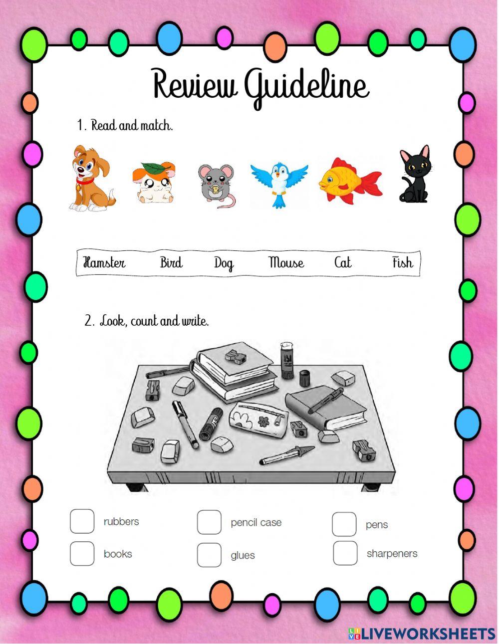 Review Guideline - 2nd grade worksheet | Live Worksheets