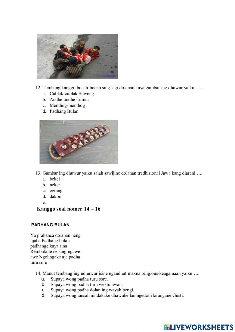 PTS Basa Jawa interactive worksheet | Live Worksheets