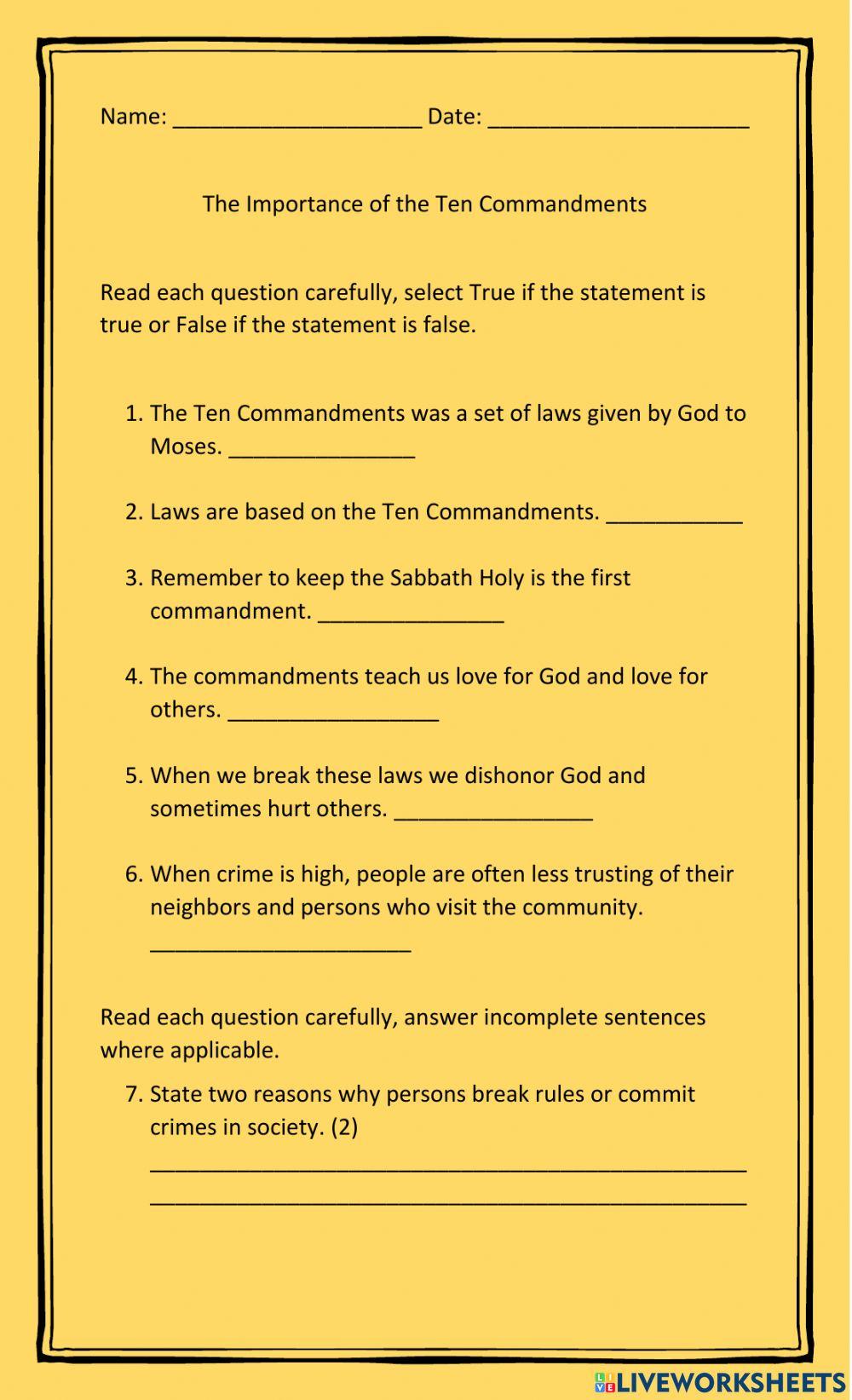 The Importance of The Ten Commandments 6476371 | Prescola