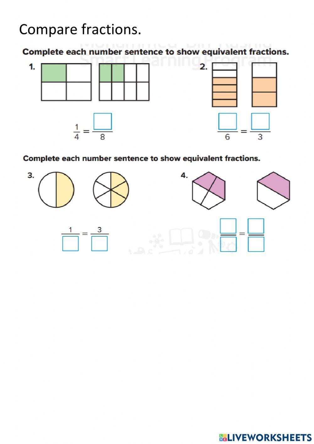COMPARE FRACTIONS online exercise for | Live Worksheets