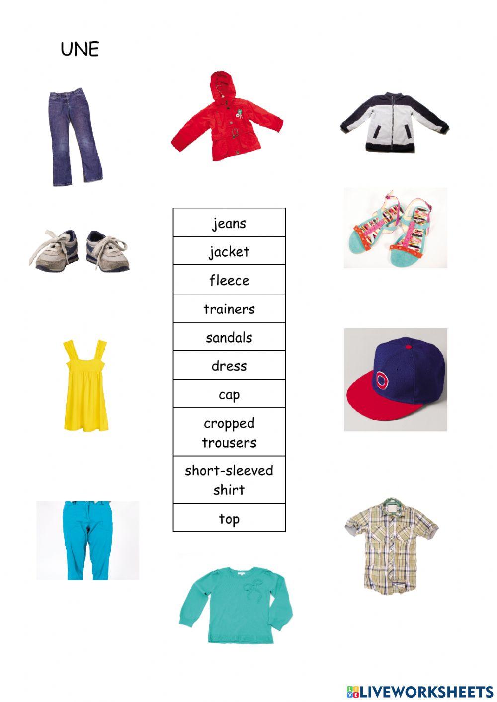 Vocabulario ropa | Live Worksheets