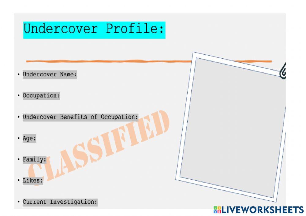 Undercover Profile worksheet | Live Worksheets