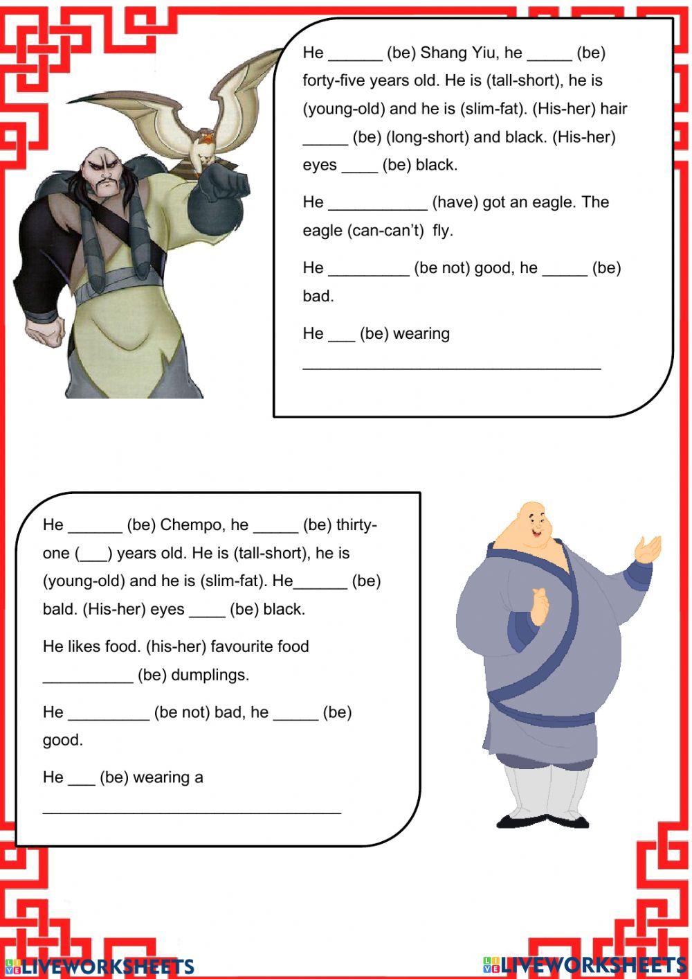 Mulan atividade do filme - 4º ano worksheet | Live Worksheets