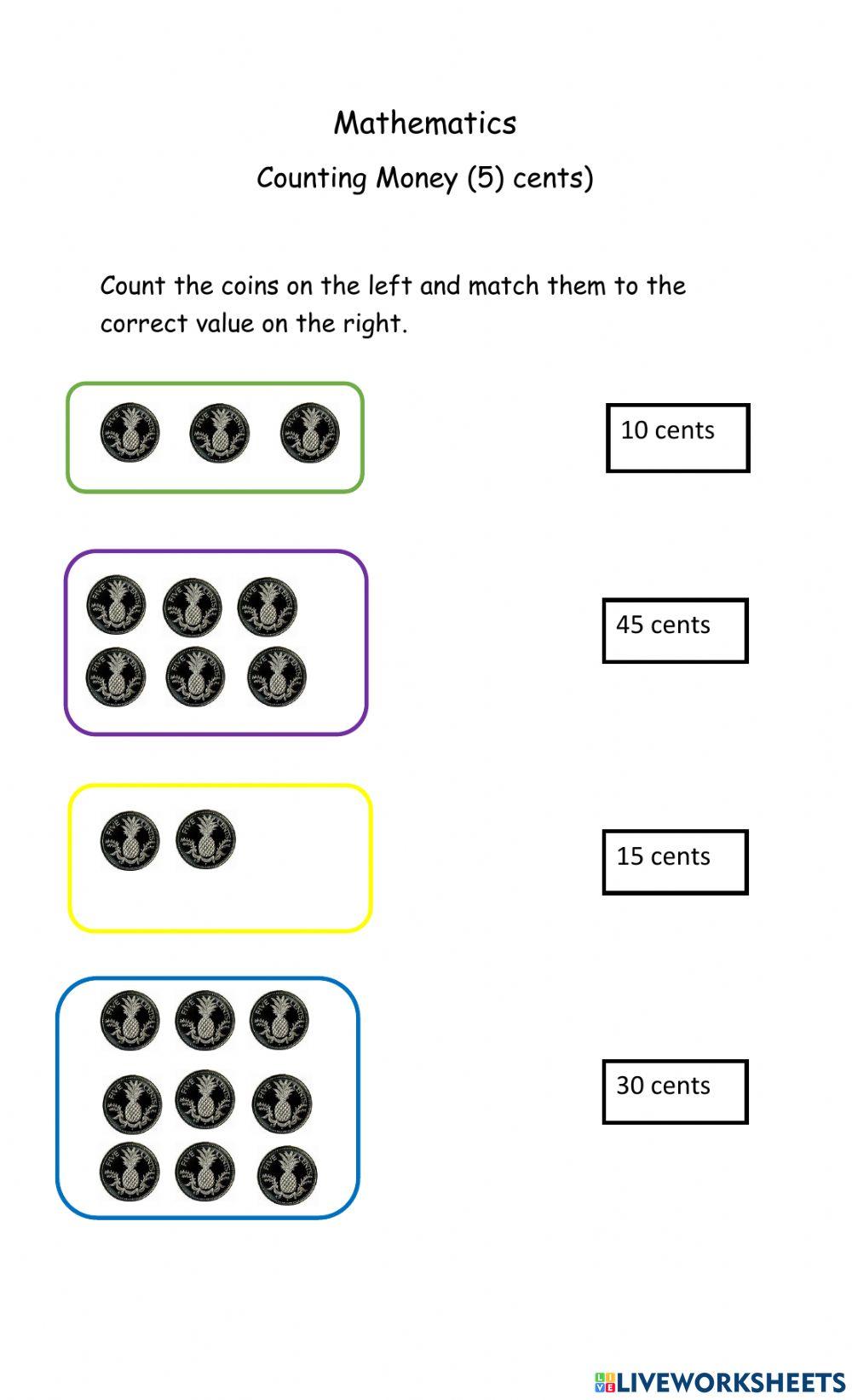 Counting 5 cent… | Free Interactive Worksheets | 808672