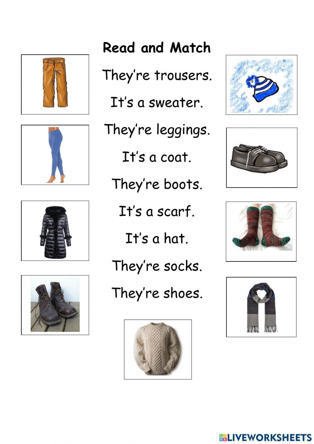 Trinity Grade 1 Clothes autumn and winter Read and Match online ...