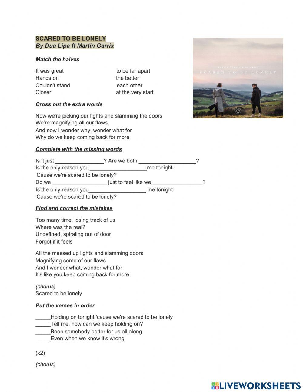 Song-Scared to … | Free Interactive Worksheets | 809111