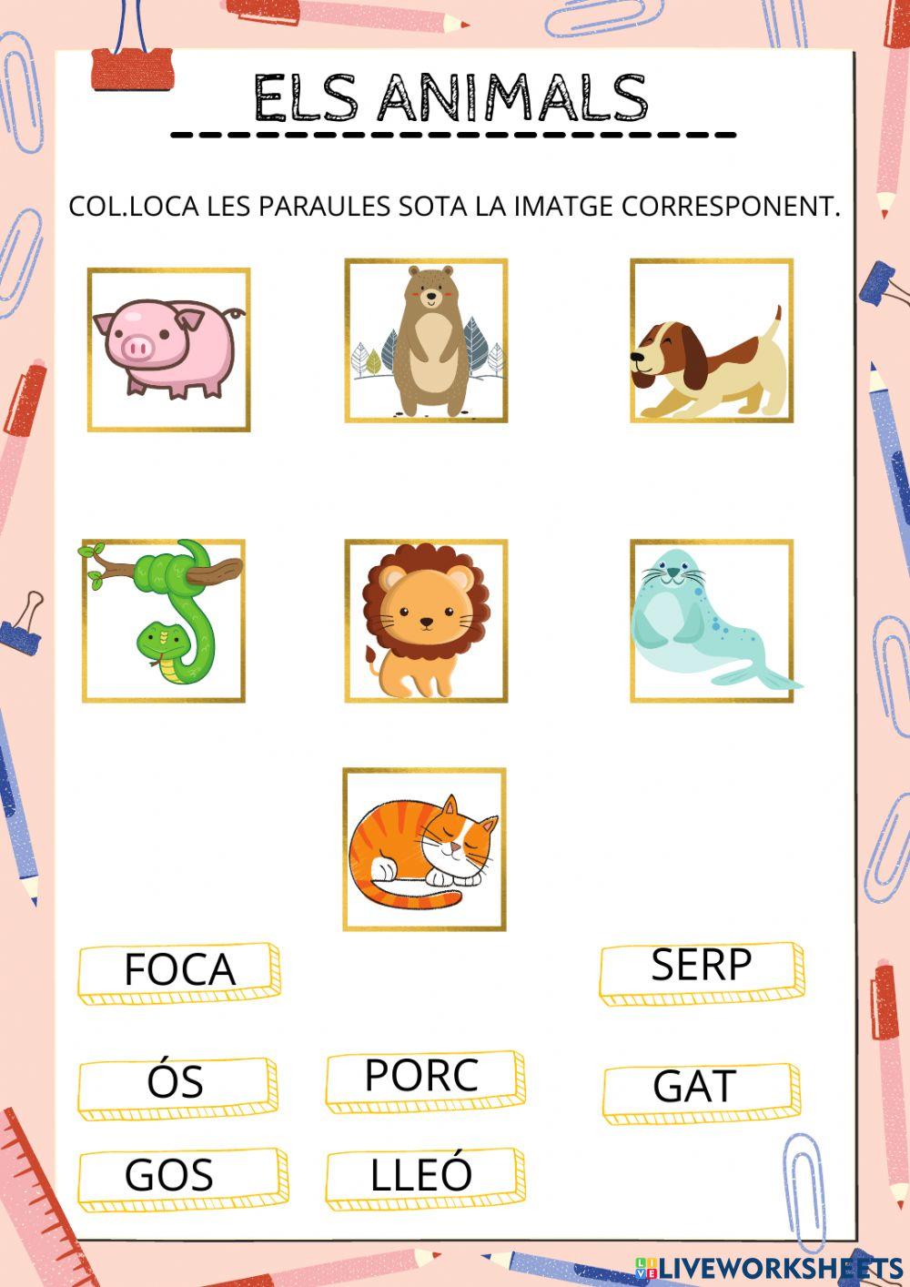 Els animals interactive activity for P5 - Ciclo Inicial | Live Worksheets