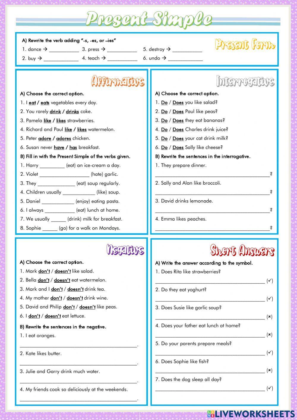 Present Simple online exercise for Grade 3 | Live Worksheets