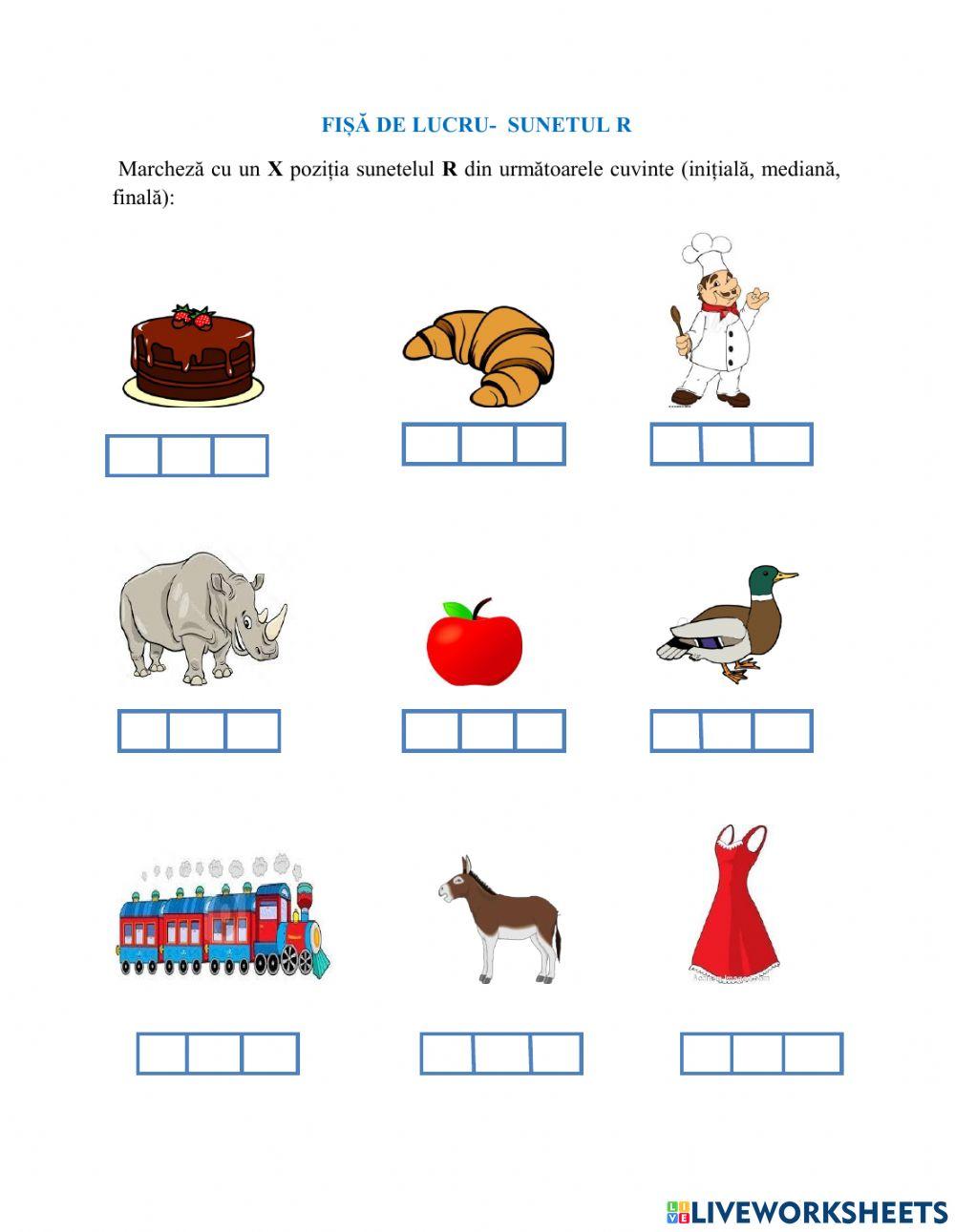 Sunetul R exercise | Live Worksheets