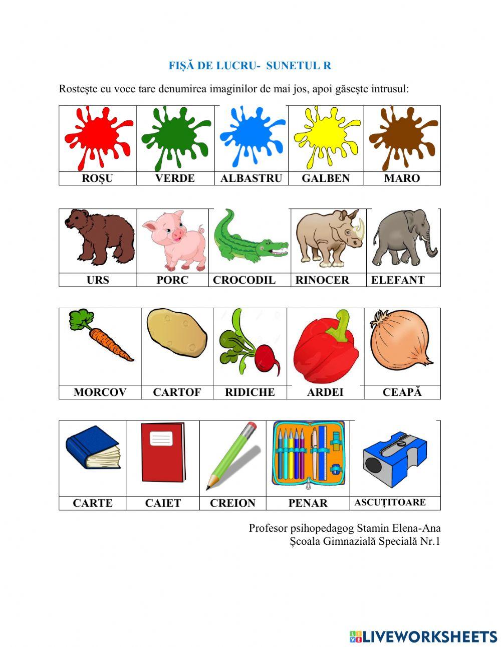 Sunetul R exercise | Live Worksheets