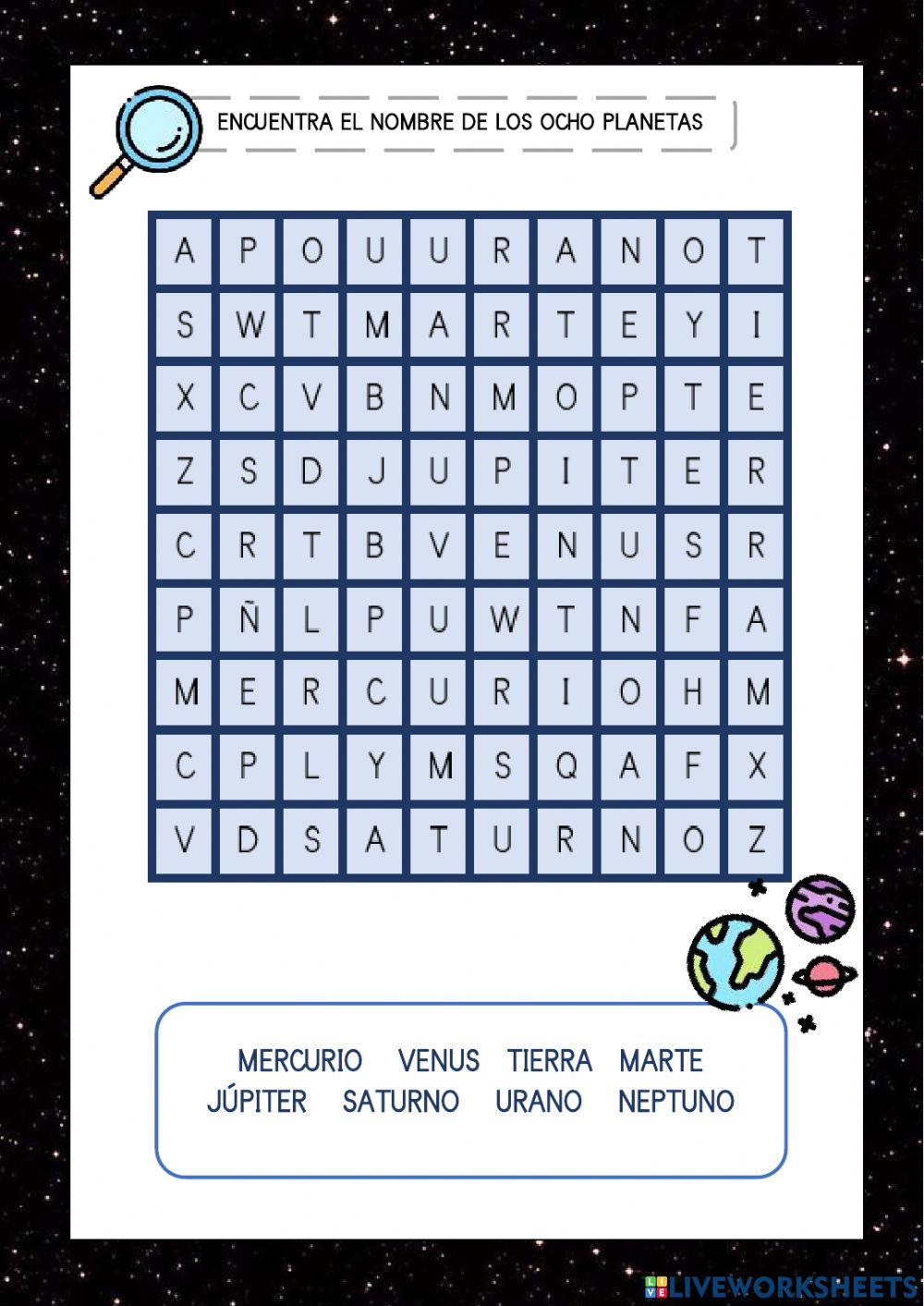 El universo. los planetas worksheet | Live Worksheets