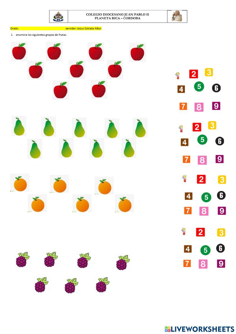 Enumerar worksheet | Live Worksheets