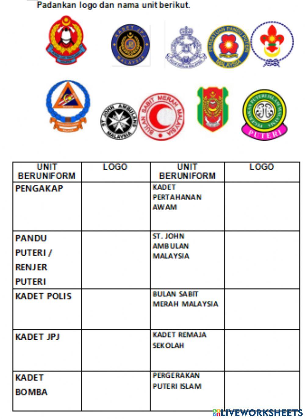 Aktiviti unit uniform worksheet | Live Worksheets