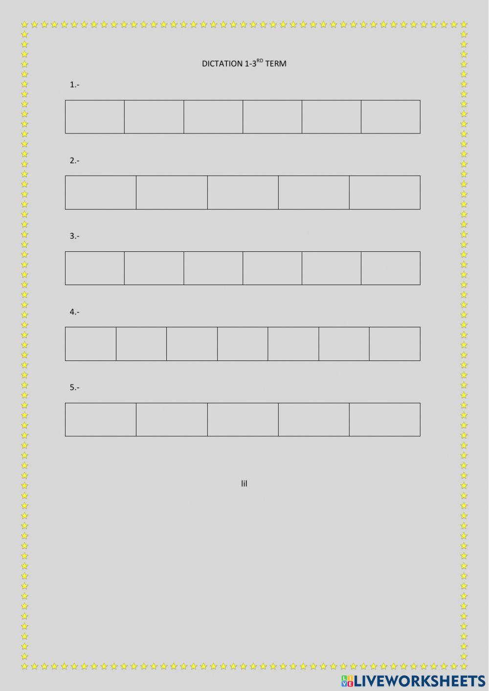 Dictation 1-13erd worksheet | Live Worksheets