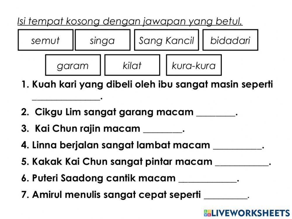 Bandingan Semacam (Tahun 3) online exercise for | Live Worksheets