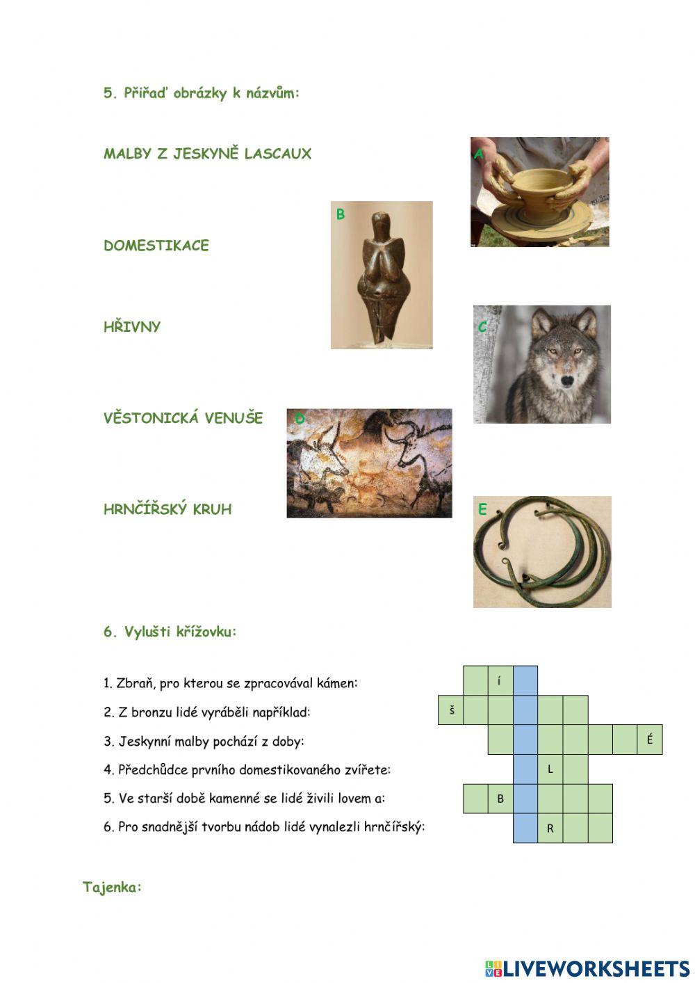 Pravěk - opakov… | Free Interactive Worksheets | 811168