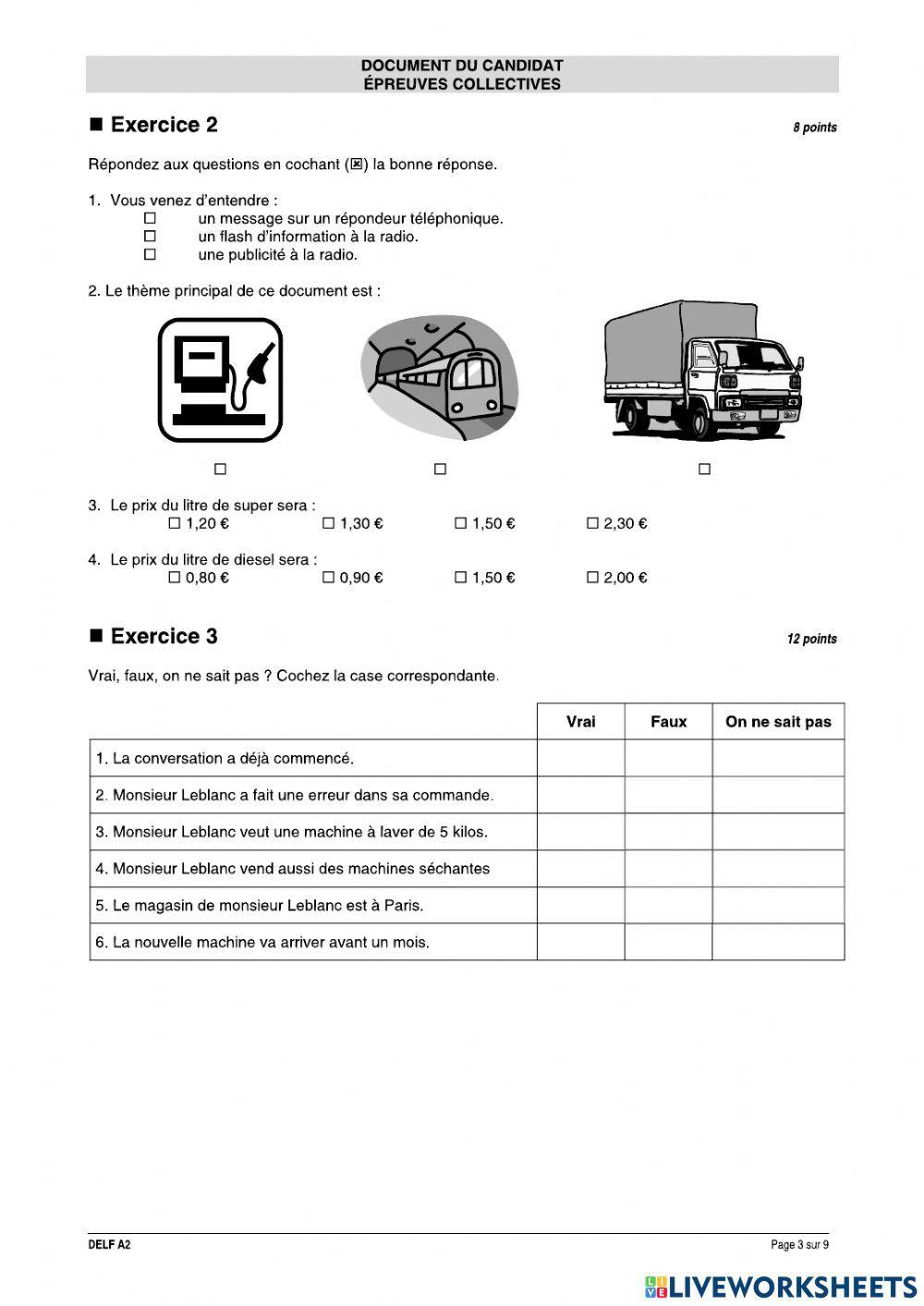 811760 | Compréhension orale delf A2 tp n°2 | Wanidol