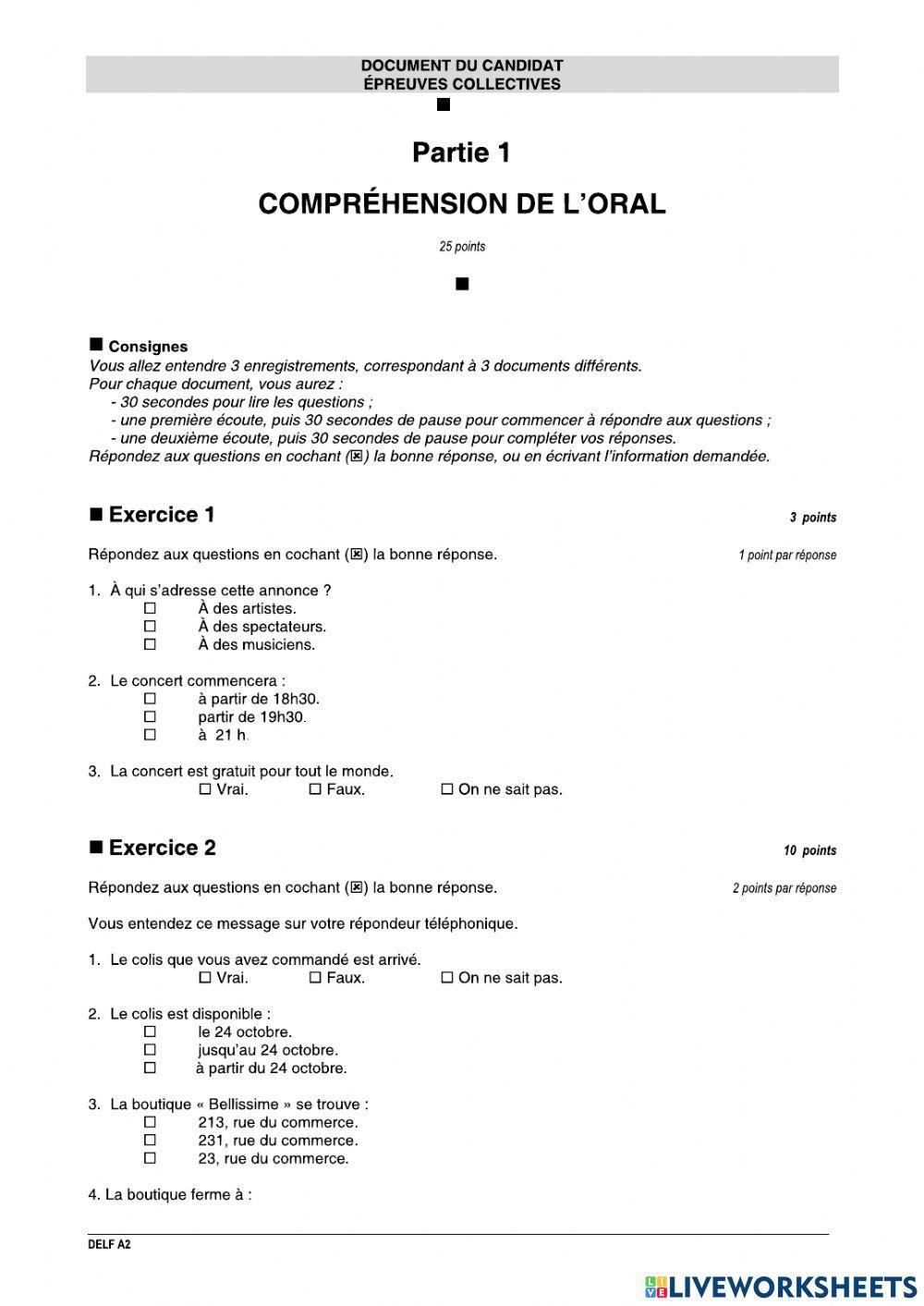 Compréhension o… | Free Interactive Worksheets | 811793