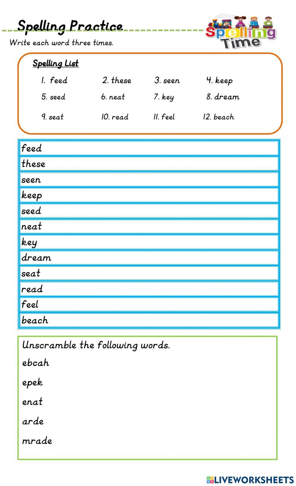 Long E online activity | Live Worksheets