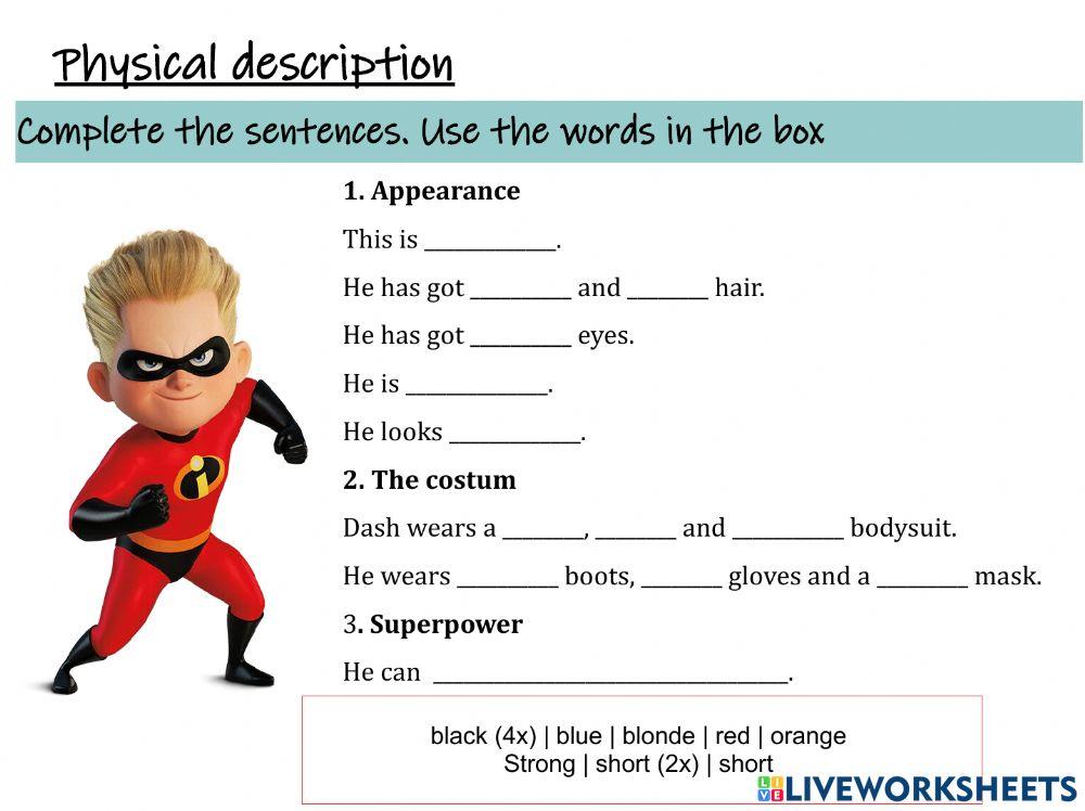 Physical appearance exercise for pre-Intermediate | Live Worksheets