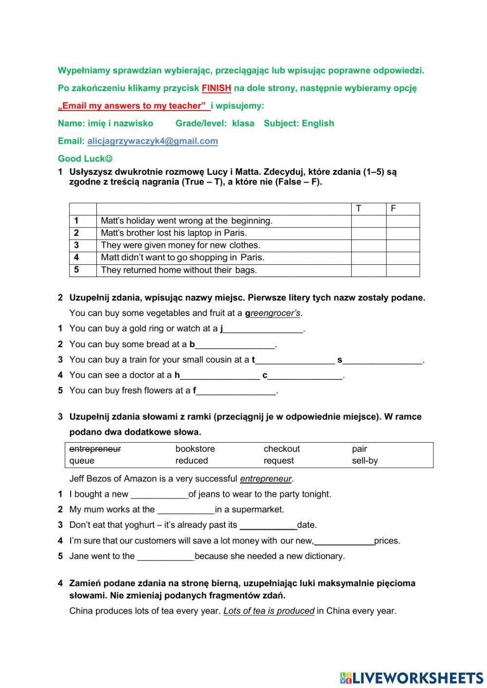 Focus 2 Unit 7 online exercise for | Live Worksheets