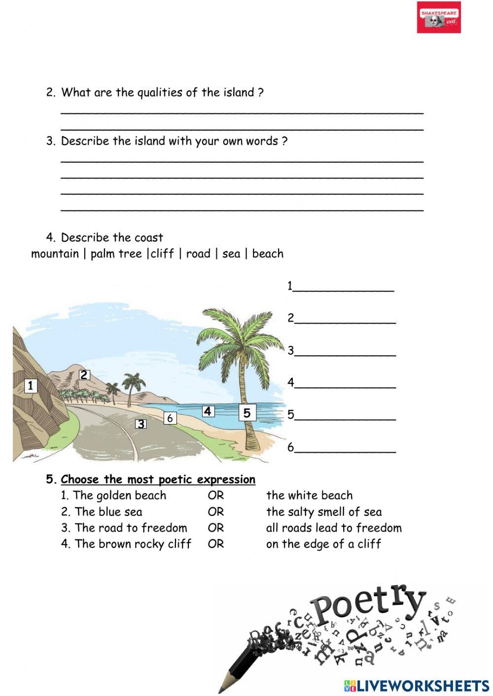 Shakespeare and Poetry worksheet | Live Worksheets