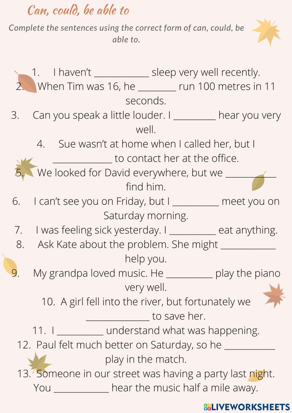 Can could, be able to 6479964 | magja5 | Live Worksheets