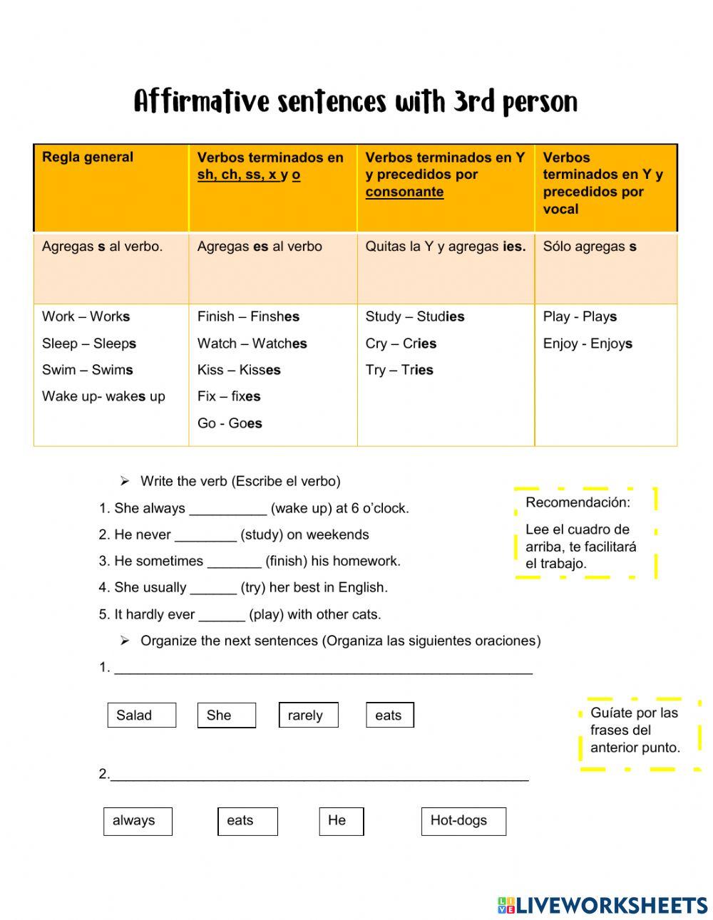 Present simpe a… | Free Interactive Worksheets | 813550