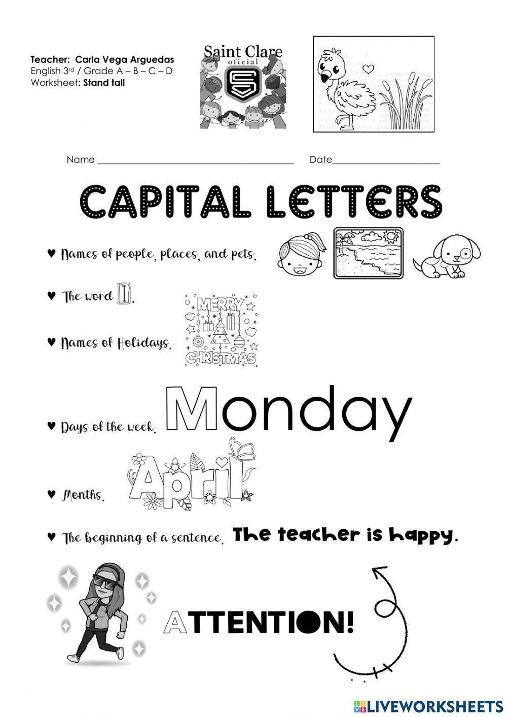 Capital letter online activity | Live Worksheets