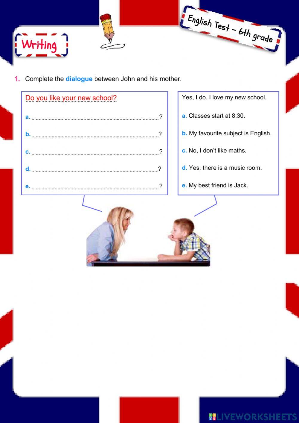 Test Unit 2 - A5 - Writing worksheet | Live Worksheets